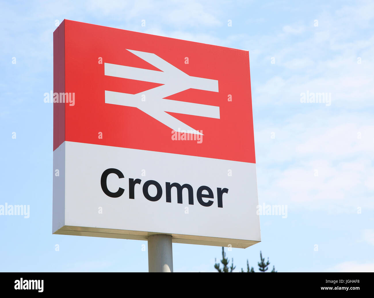 British Rail double arrow station sign, Cromer, Norfolk, England, UK ...
