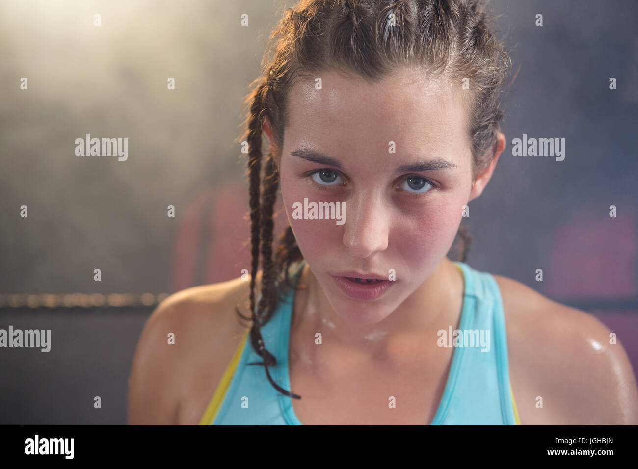 Close-up of young female boxer at fitness studio Stock Photo - Alamy