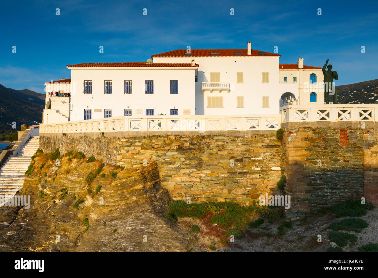 Chora of Andros island early in the morning Stock Photo - Alamy