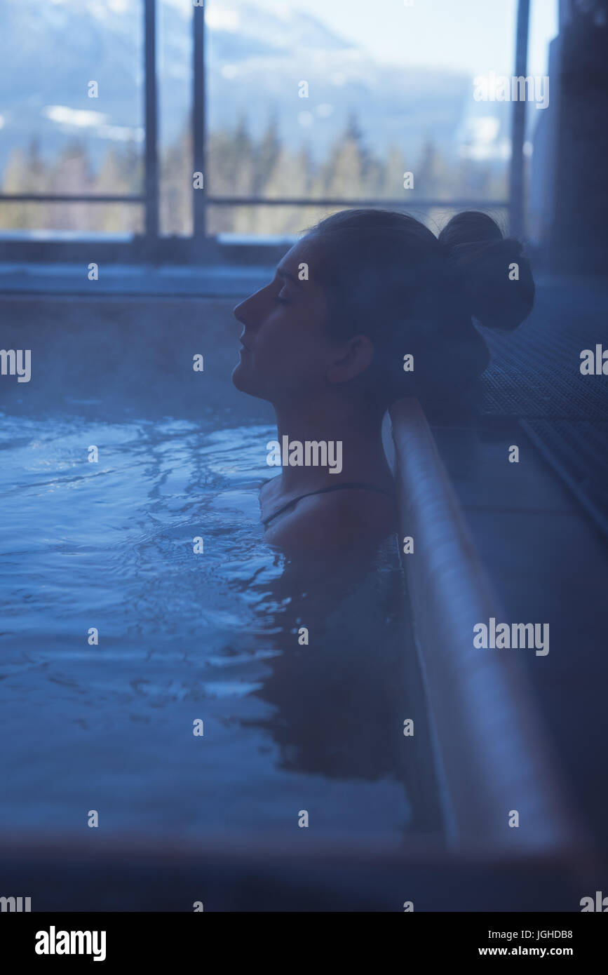 Woman relaxing hot tub hi-res stock photography and images - Alamy