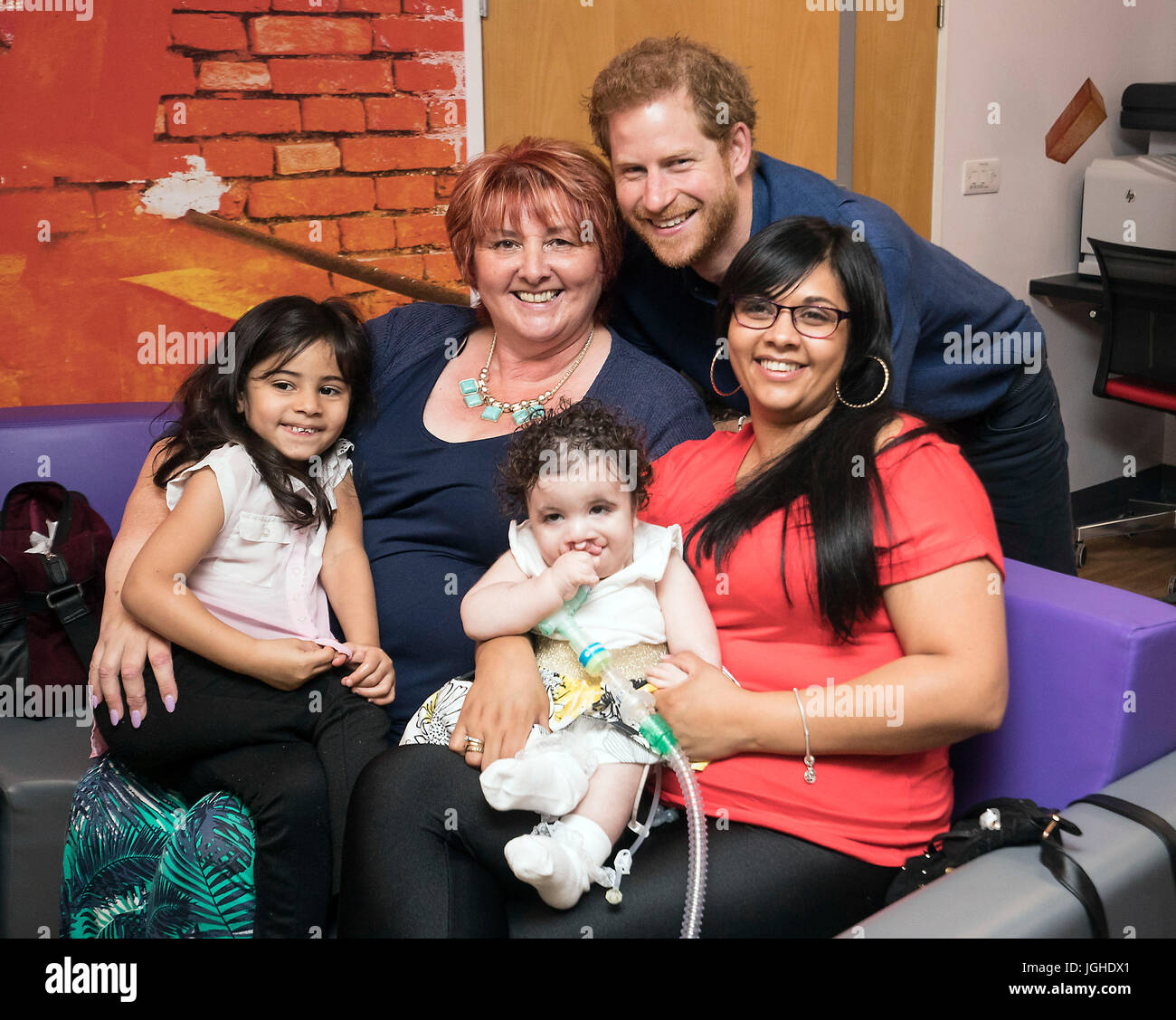 Prince Harry meets Mareyah Joseph-Webster (centre), her mother Sonya ...