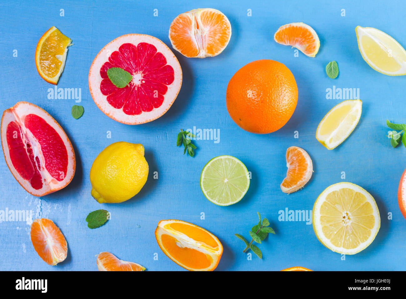 citrus pattern on blue Stock Photo - Alamy