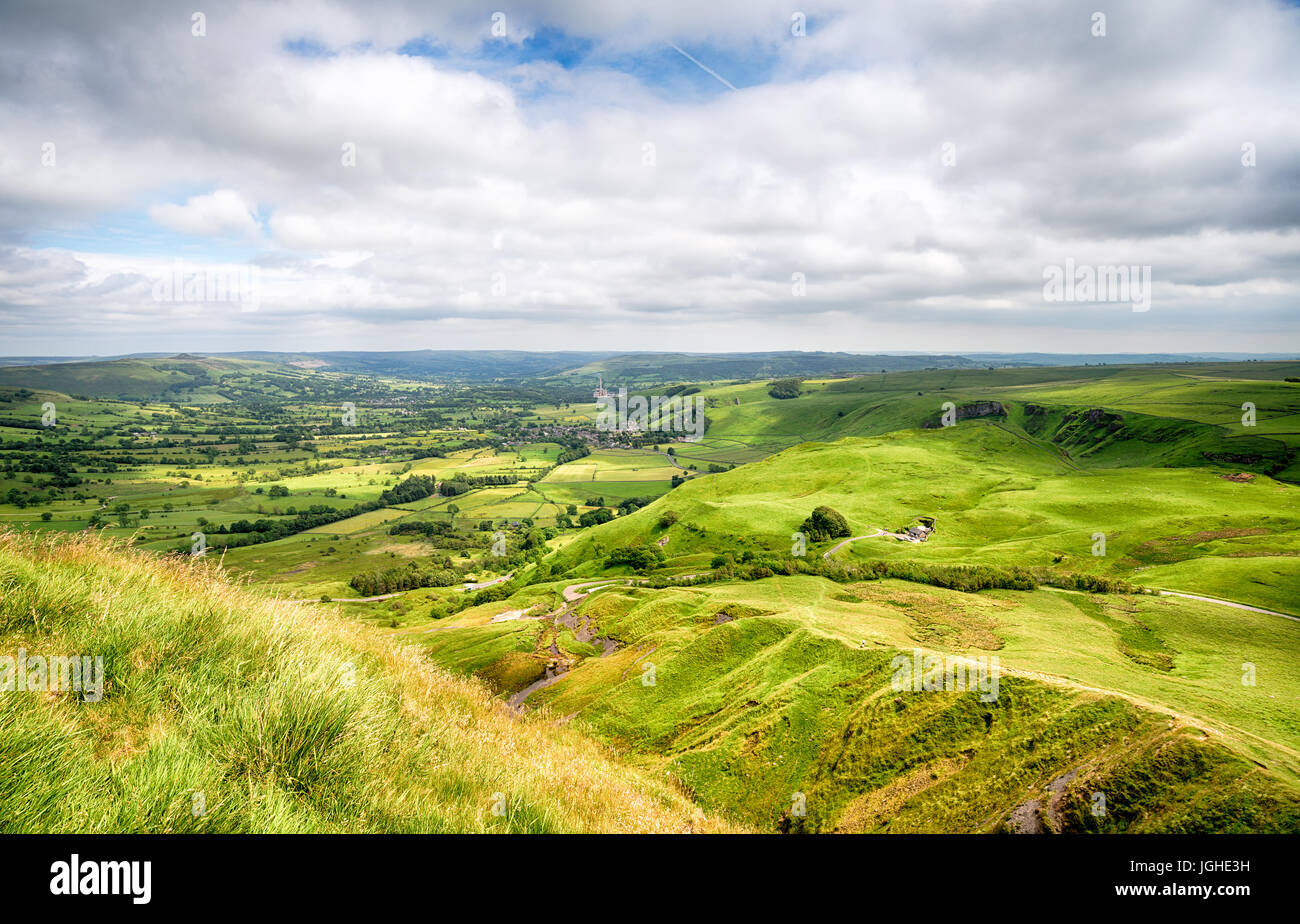 The view from Mam Tor near Castleton in the High Peak of Derbyshire and ...