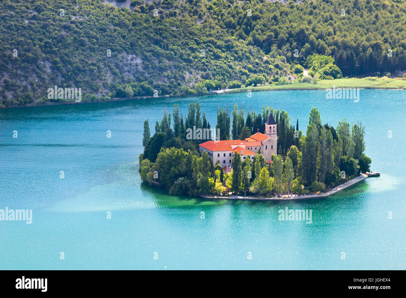 Visovac christian monastery on the island in The Krka National park ...