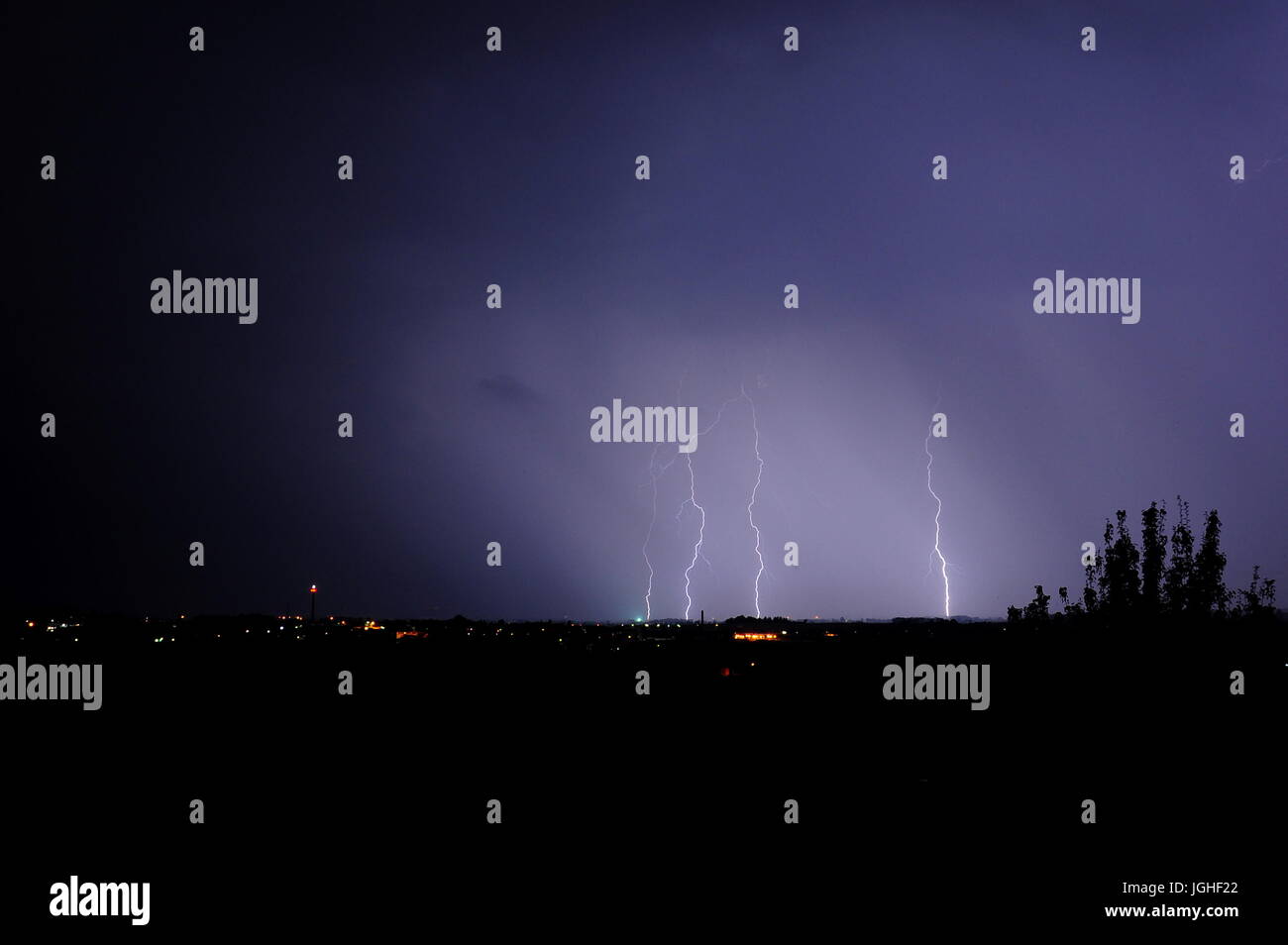 Flash thunderstorm, weather Stock Photo - Alamy