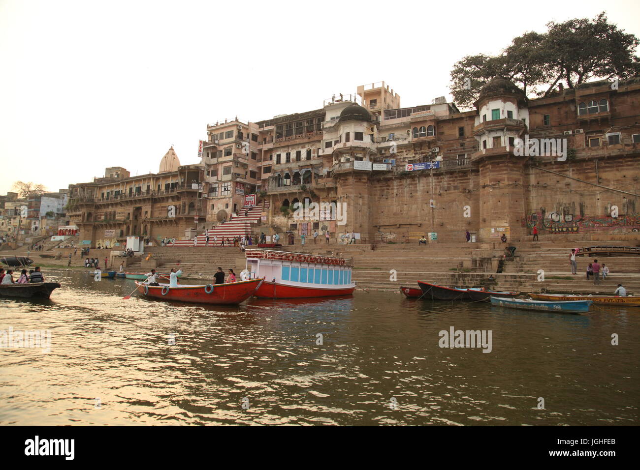 Varanasi ghat Ganges River Stock Photo - Alamy