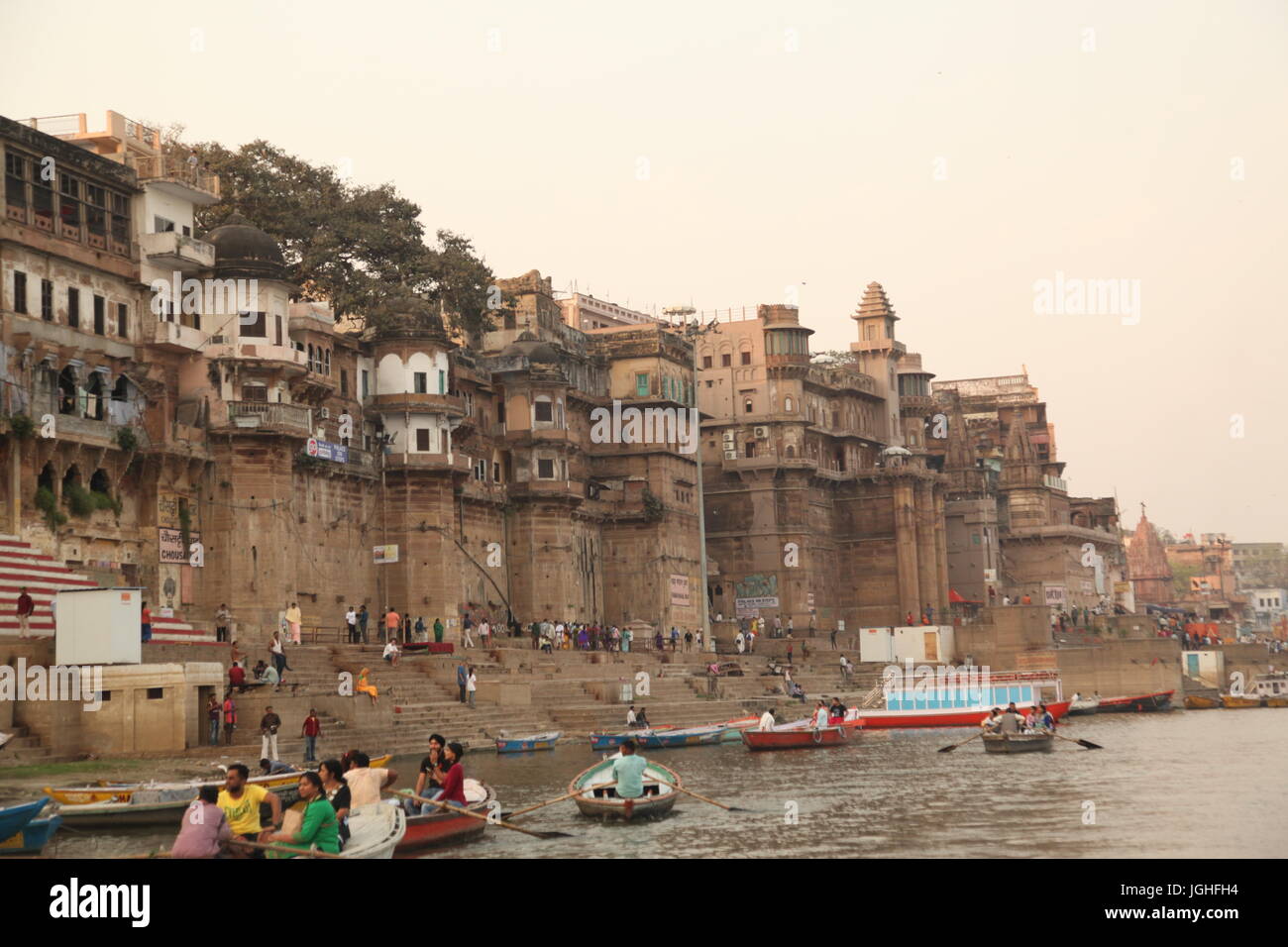 Varanasi ghat Ganges River Stock Photo - Alamy