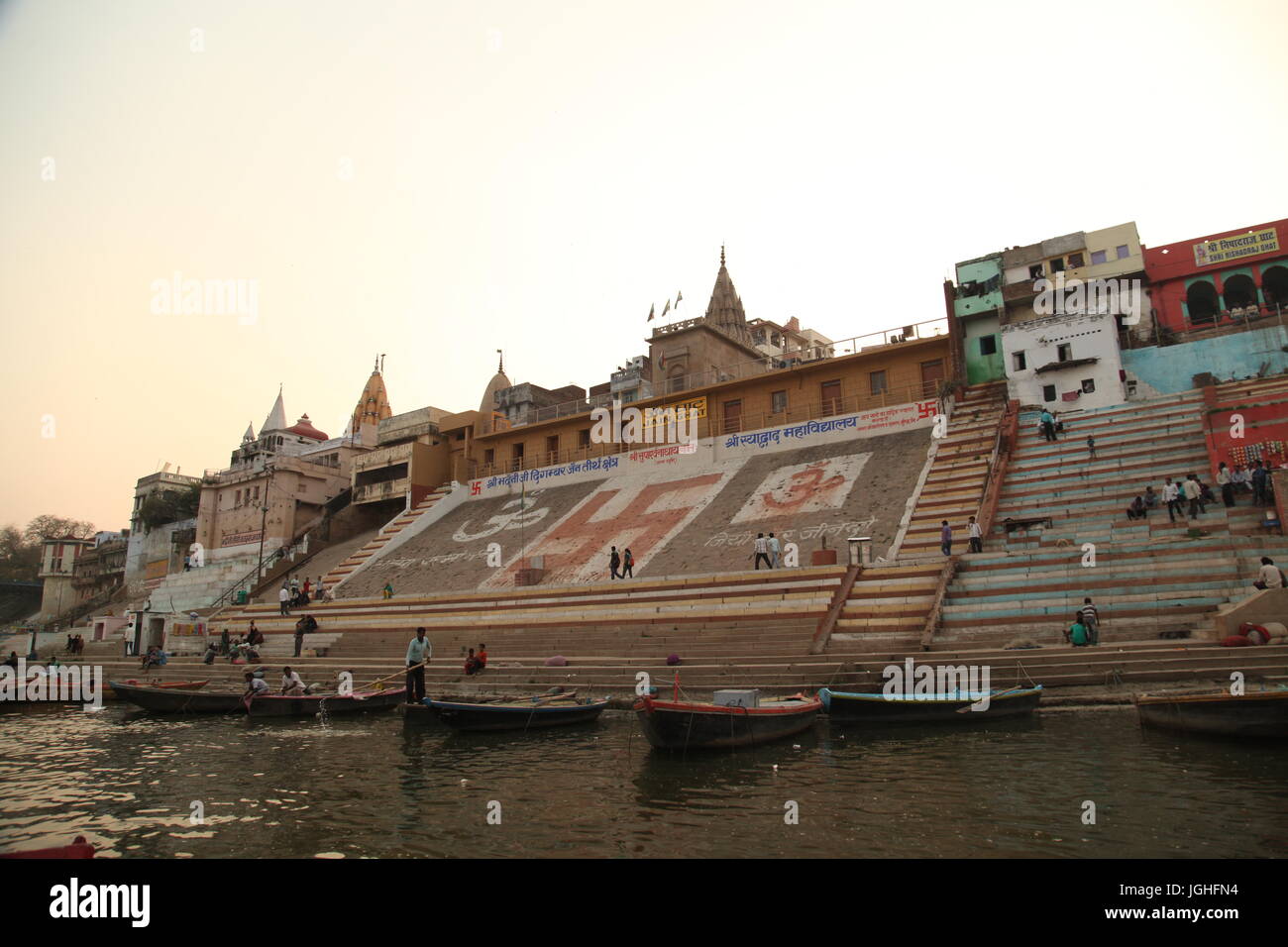 Varanasi ghat Ganges River Stock Photo - Alamy