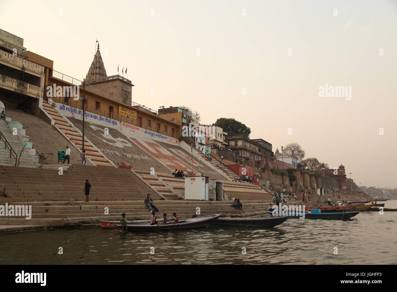 Varanasi ghat Ganges River Stock Photo - Alamy
