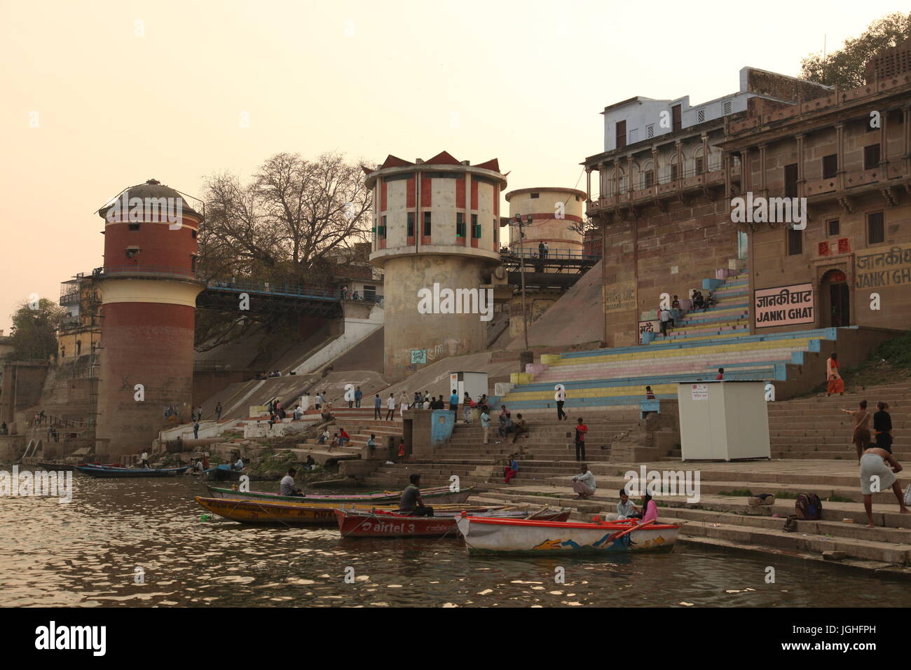 Varanasi ghat Ganges River Stock Photo - Alamy