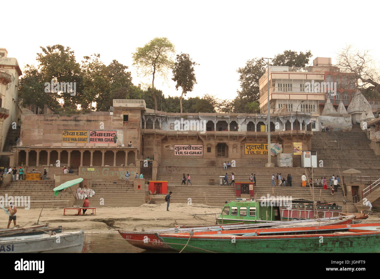 Varanasi ghat Ganges River Stock Photo - Alamy