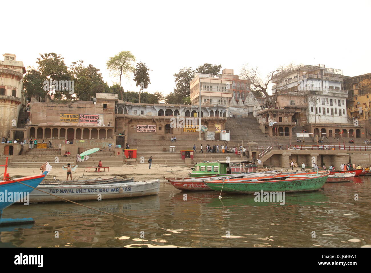 Varanasi ghat Ganges River Stock Photo - Alamy