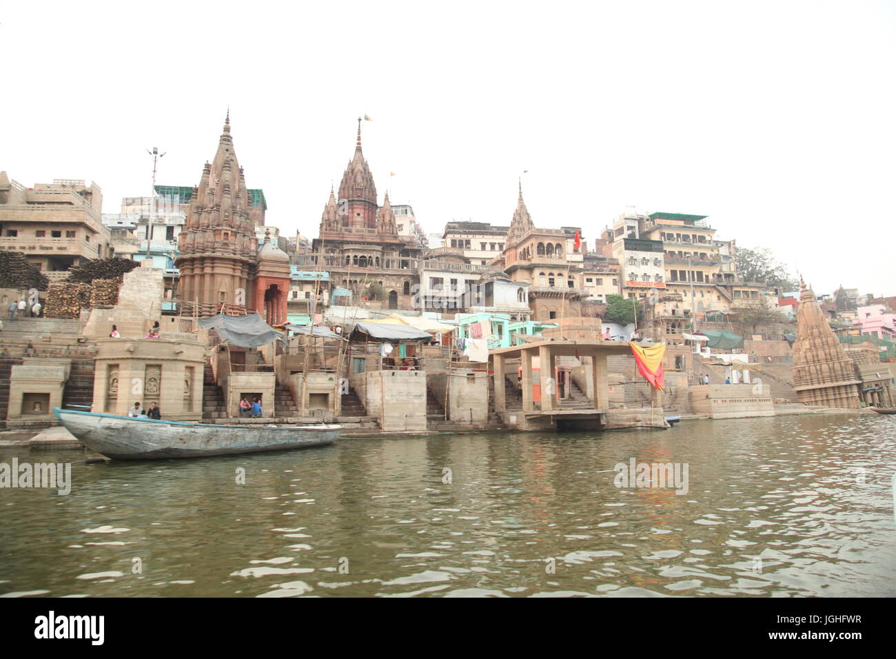 Varanasi ghat Ganges River Stock Photo - Alamy