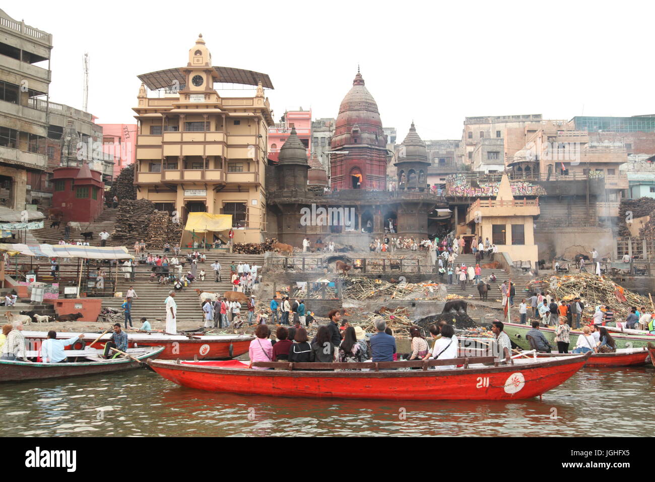Varanasi ghat Ganges River Stock Photo - Alamy
