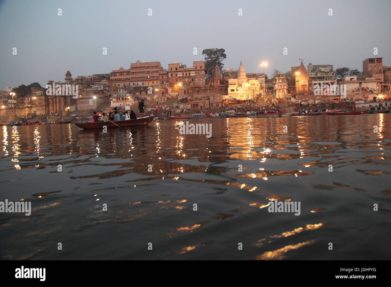 Varanasi ghat Ganges River Stock Photo - Alamy