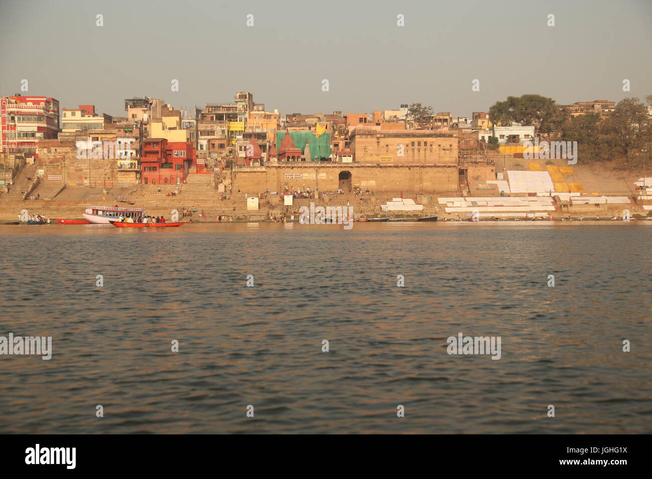 Varanasi ghat Ganges River Stock Photo - Alamy