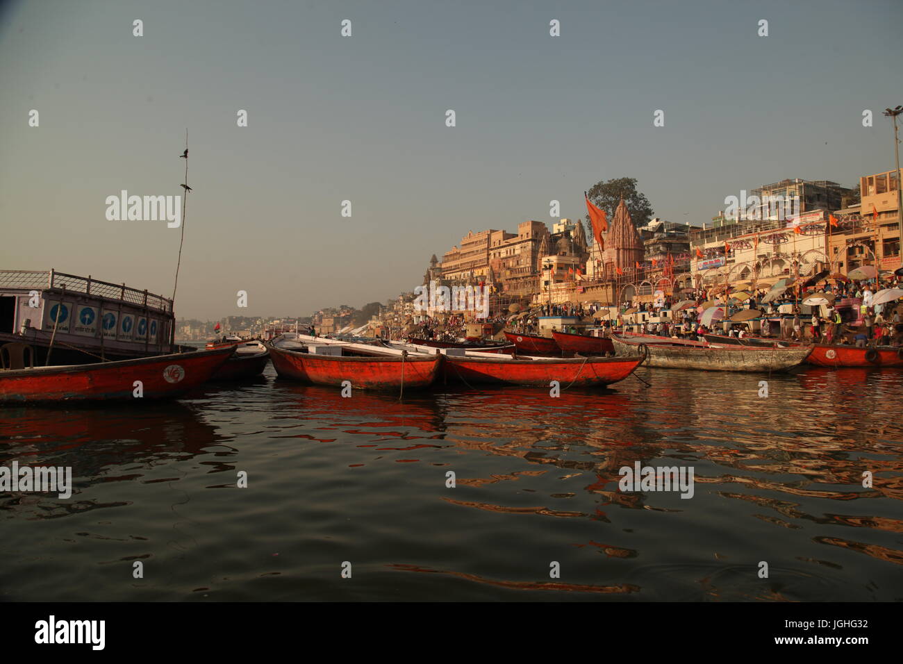 Varanasi ghat Ganges River Stock Photo - Alamy