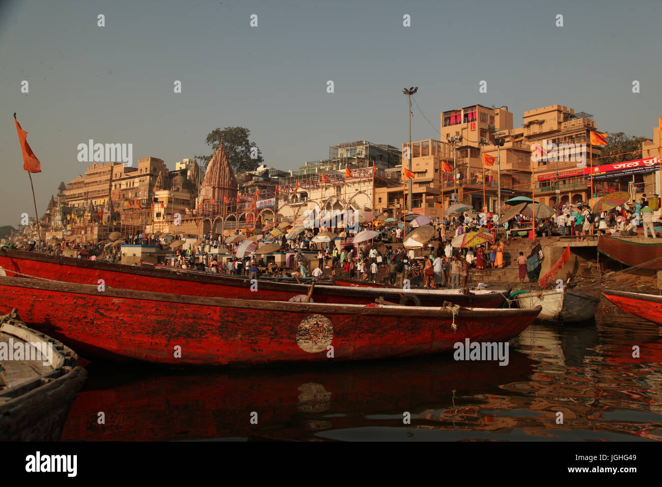 Varanasi ghat Ganges River Stock Photo - Alamy