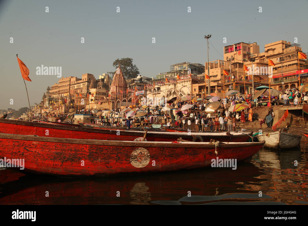 Varanasi ghat Ganges River Stock Photo - Alamy
