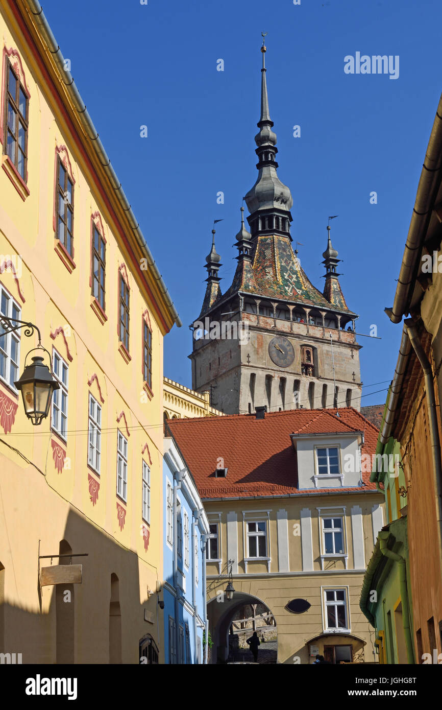 Unesco World Heritage Clock tower in Sighisoara Transylvania Romania ...