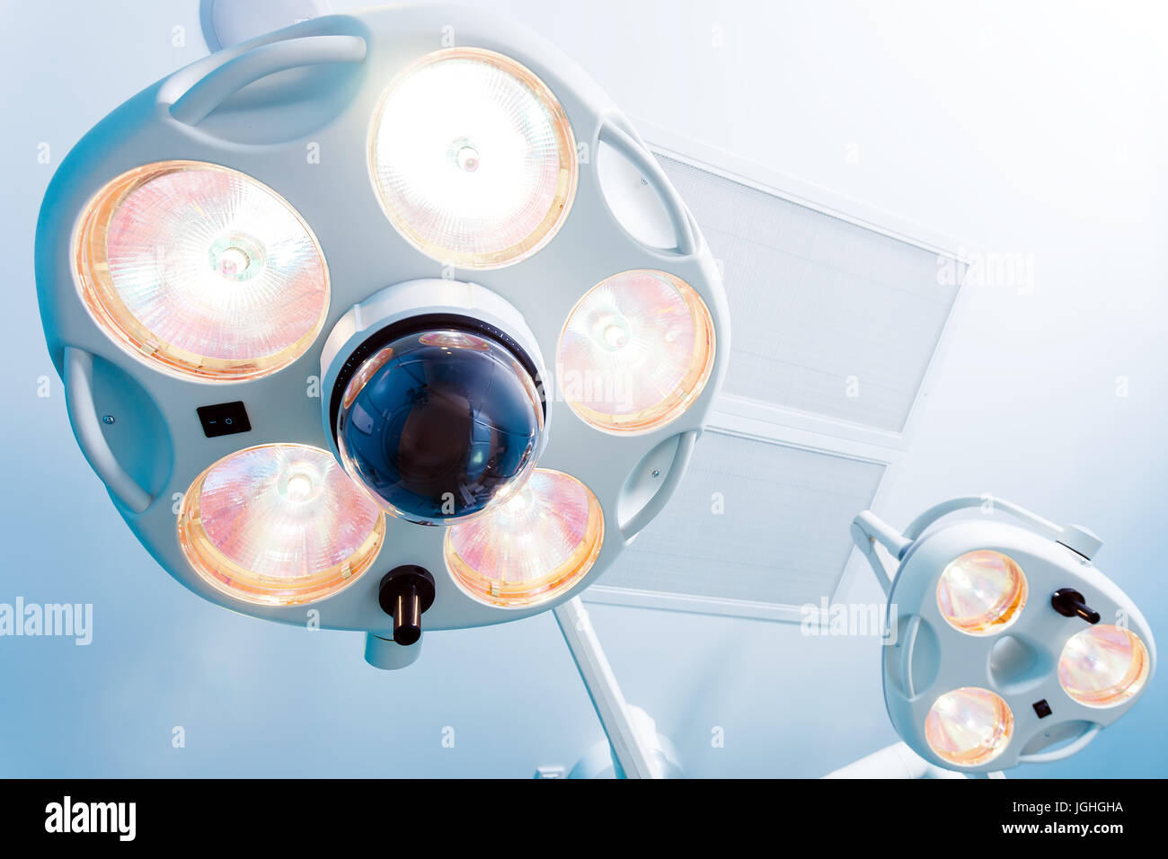 Bright lamps for a medical operating room Stock Photo - Alamy