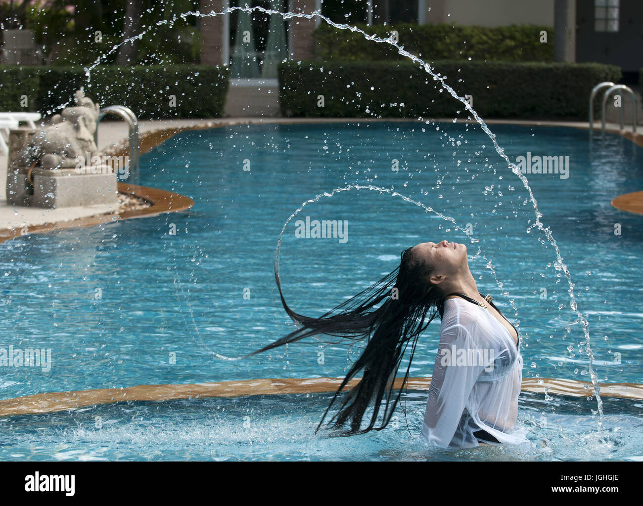 Person, diving, Woman, pool Stock Photo - Alamy