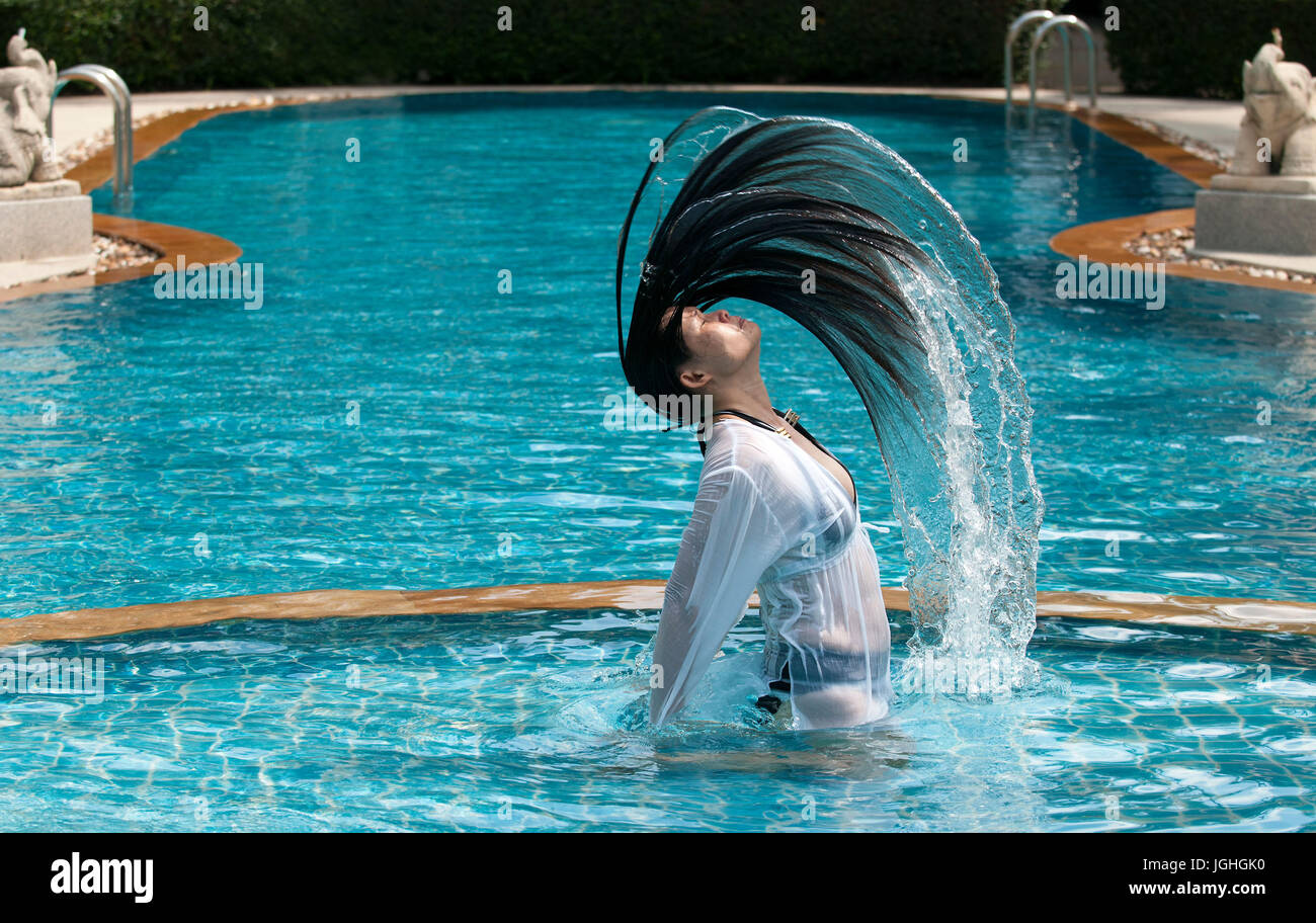 Person, diving, Woman, pool Stock Photo - Alamy