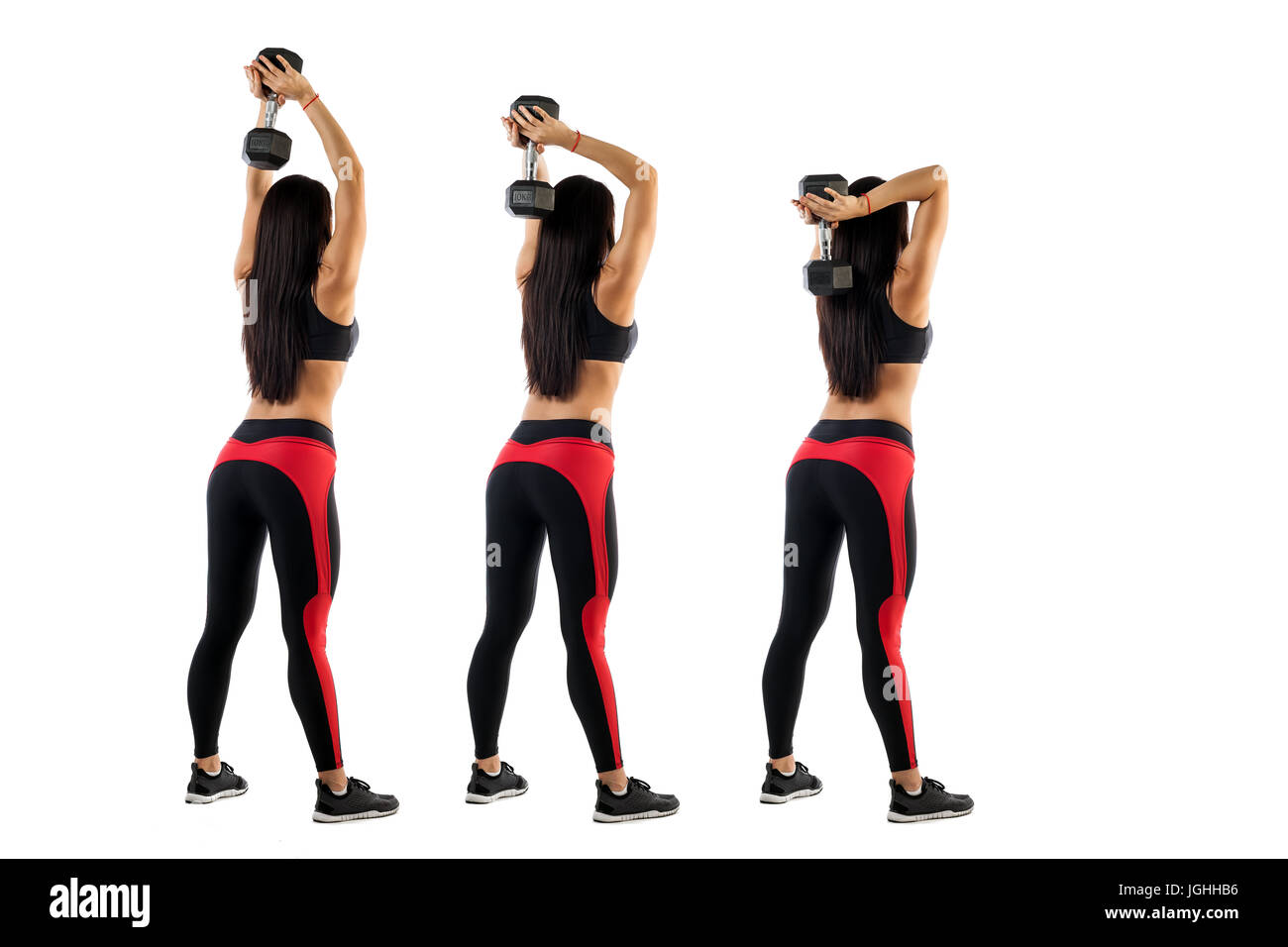 Example exercises with dumbbells, exercise on the triceps. Slender ...