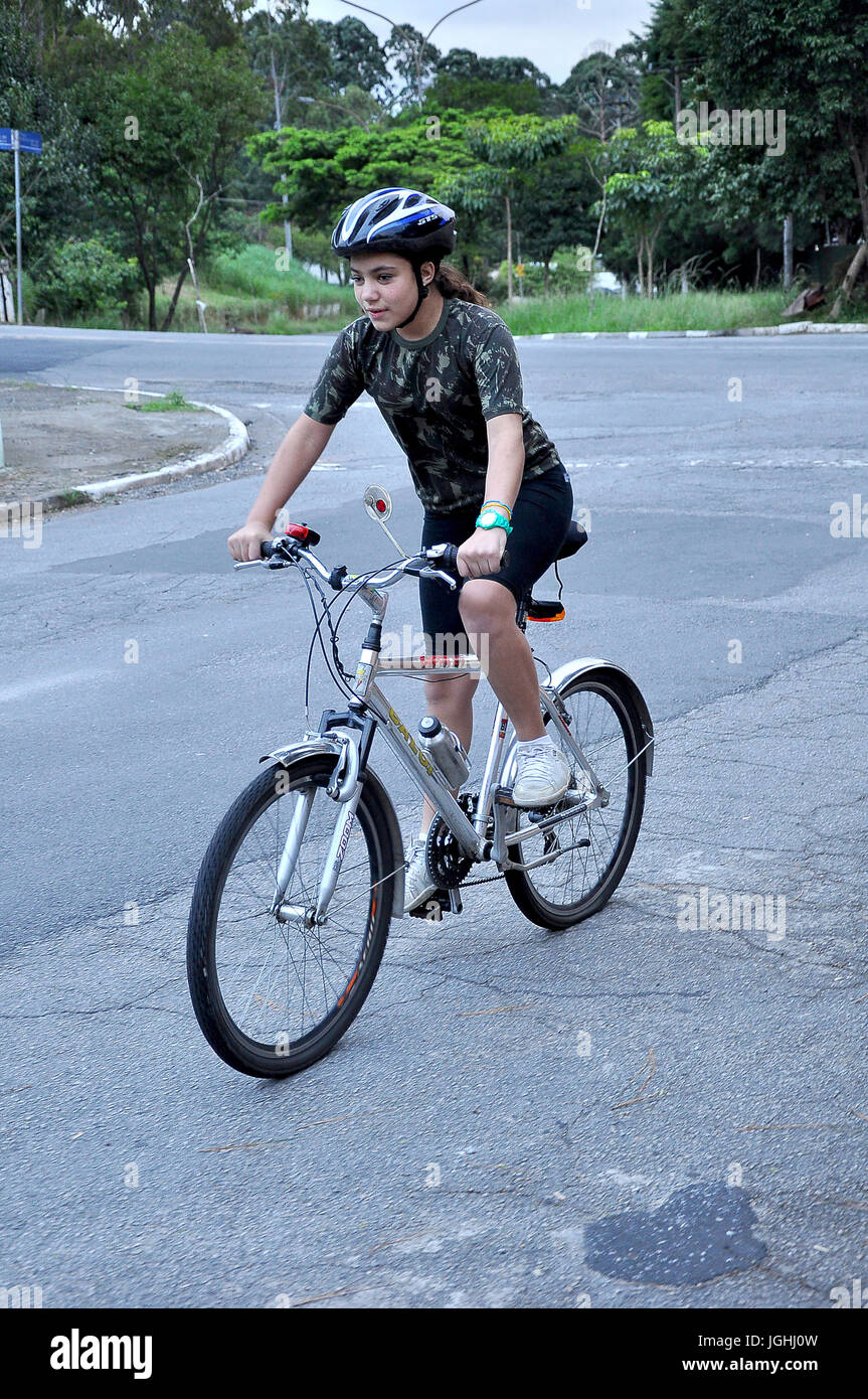 Girl riding a bicycle, Capital, São Paulo, Brazil Stock Photo - Alamy