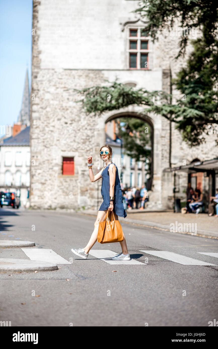 Old lady crossing street hi-res stock photography and images - Alamy