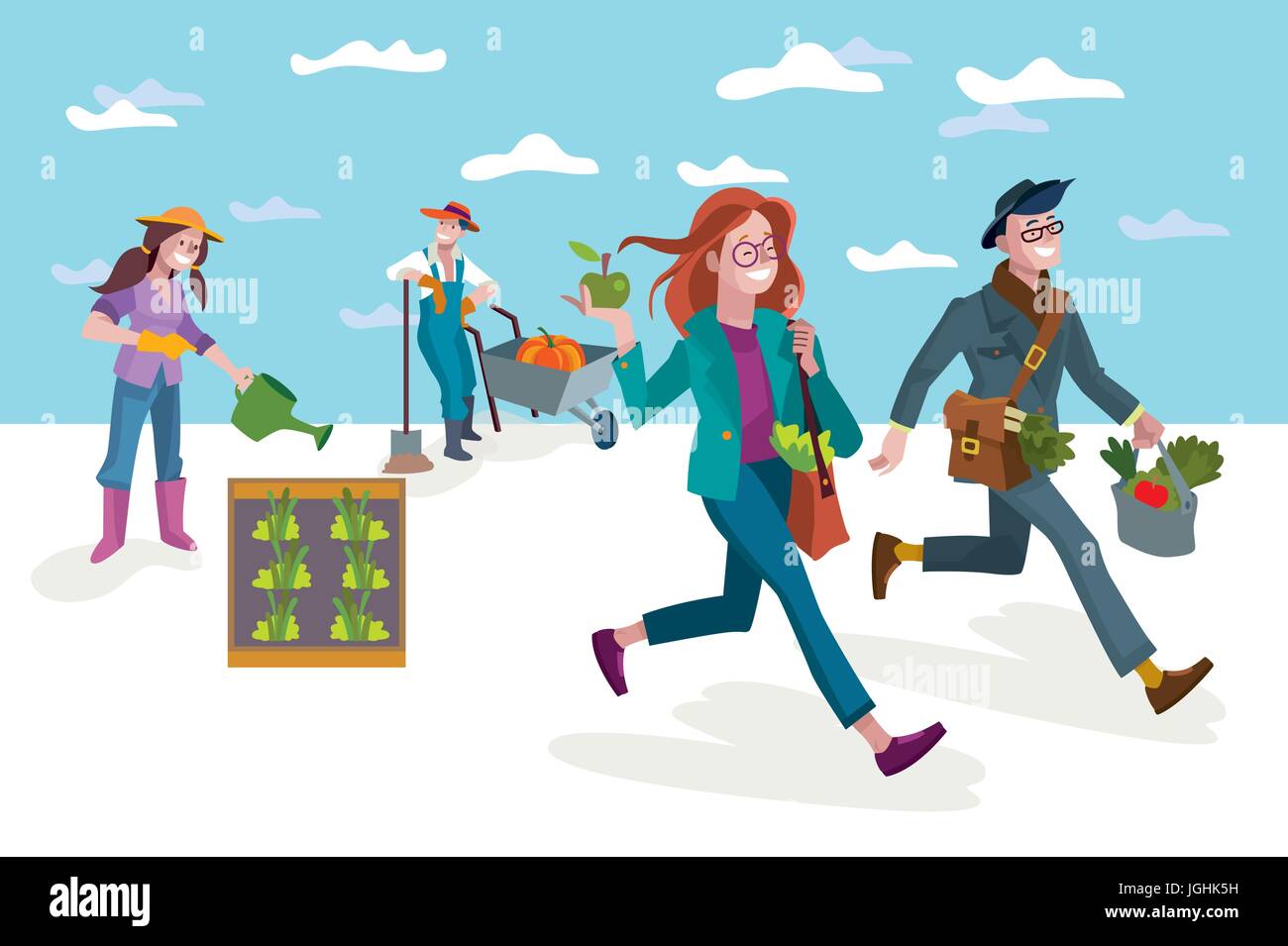 Woman man carrying food Stock Vector Images - Alamy