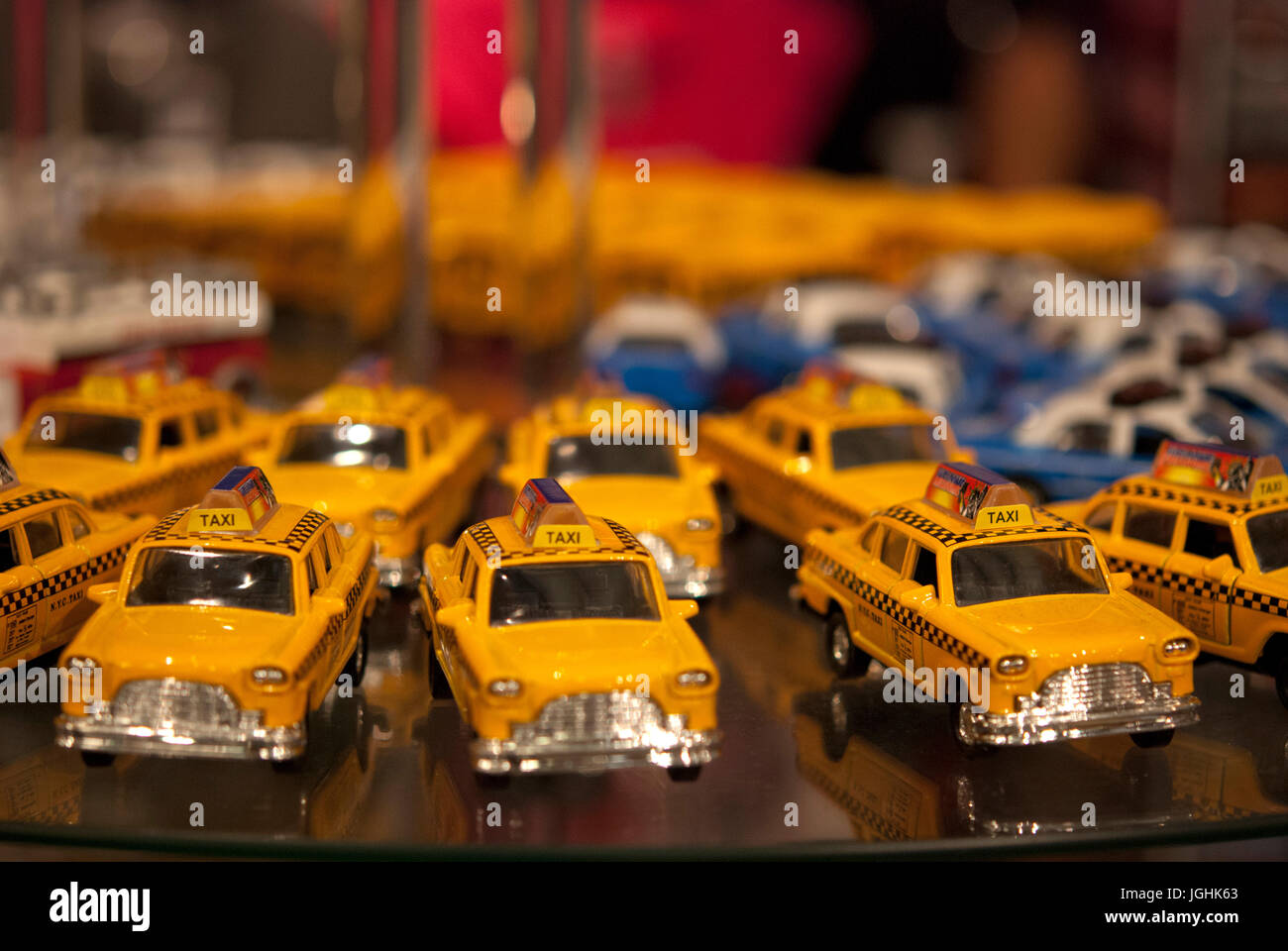 New York taxi toy car displayed in a souvenir store Stock Photo - Alamy