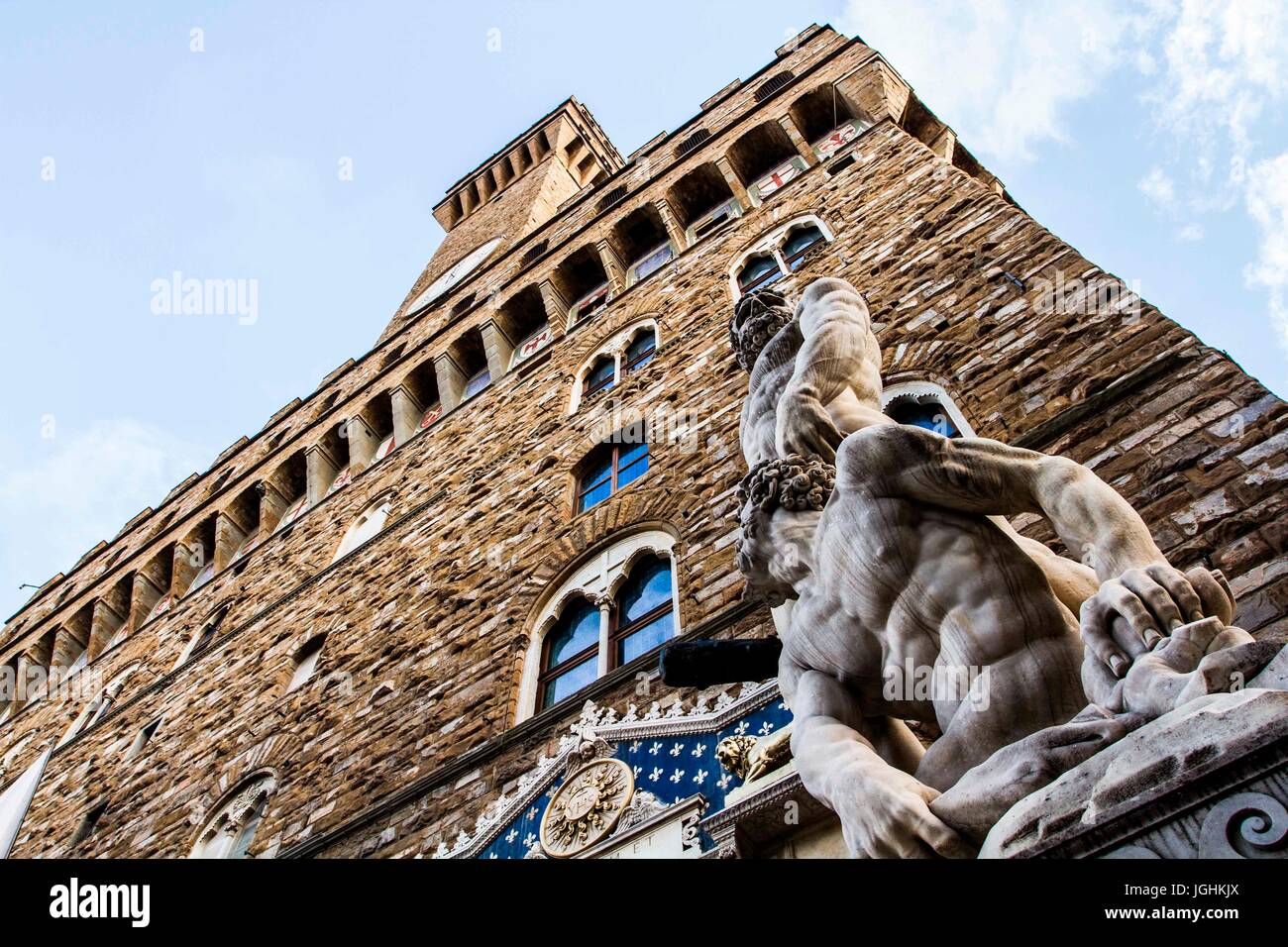 Statue Hercules and Cacus at the entrance of Palazzo Vecchio, in Piazza ...