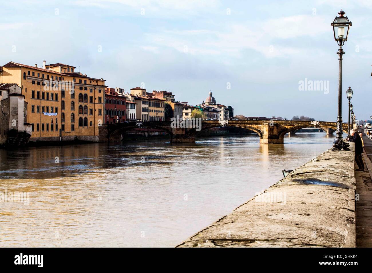 Arno River and Ponte Santa Trinita (Holy Trinity Bridge) in the ...