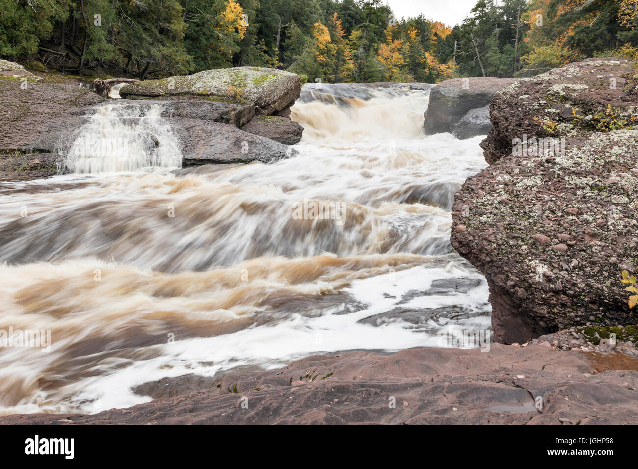 The Black River flows over Sandstone Falls in the Upper Peninsula of ...