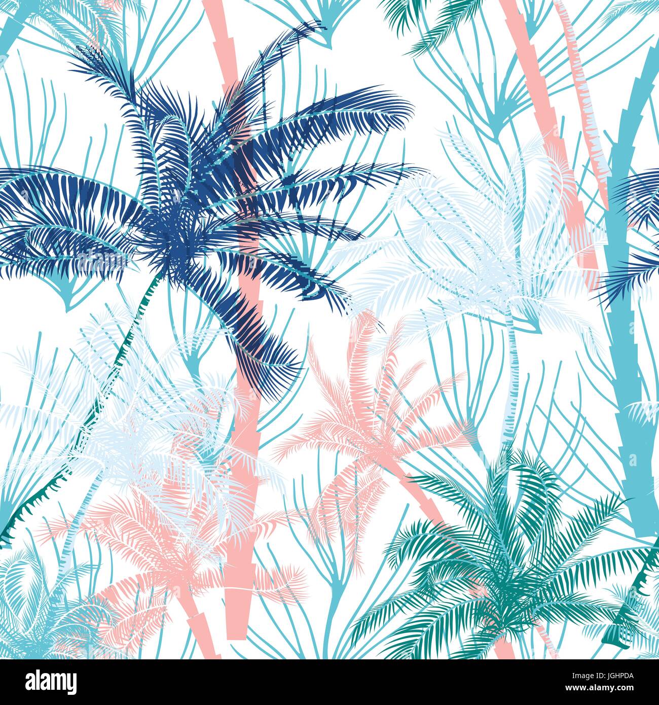 Vector Beautiful exotic tropical summer pattern with palm trees Stock ...