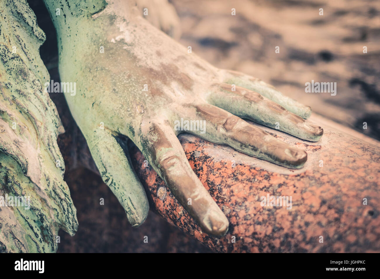 female hand macro - bronze sculpture hand closeup Stock Photo - Alamy