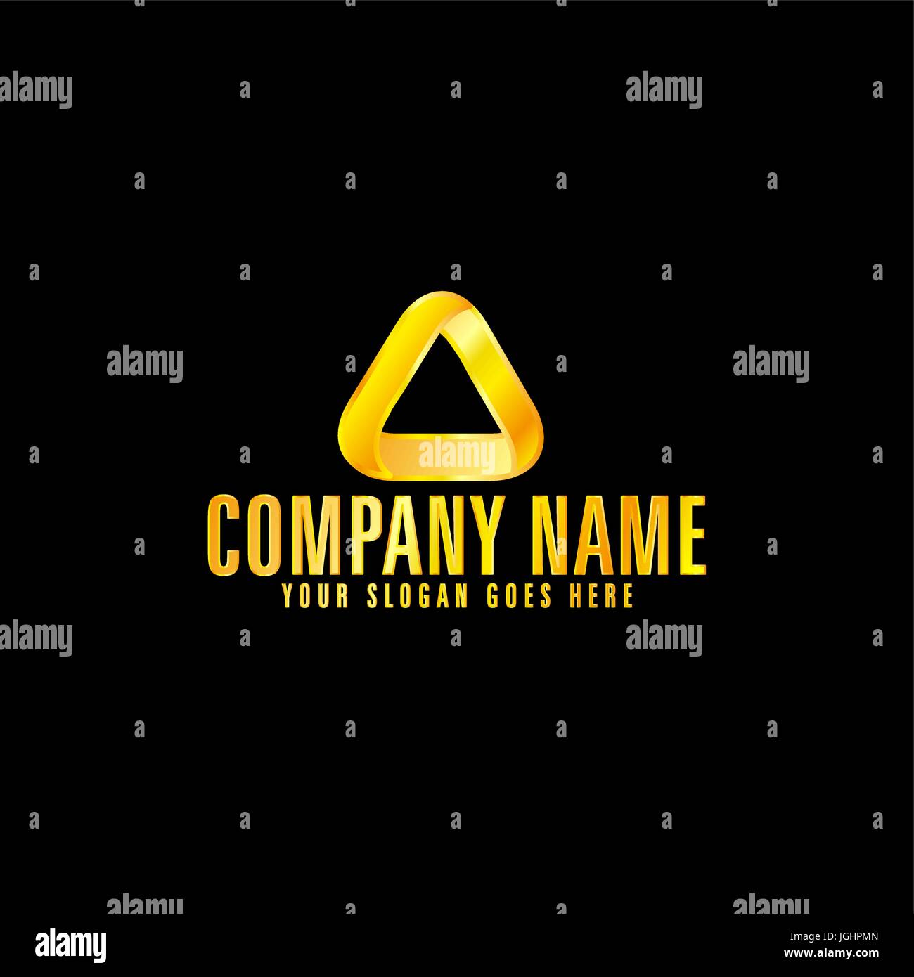 Golden Color Triangle Emblem with Black Background, Vector ...
