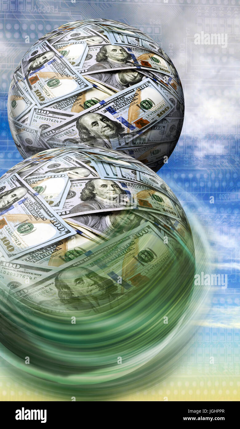 Money balls in the sky space Stock Photo - Alamy