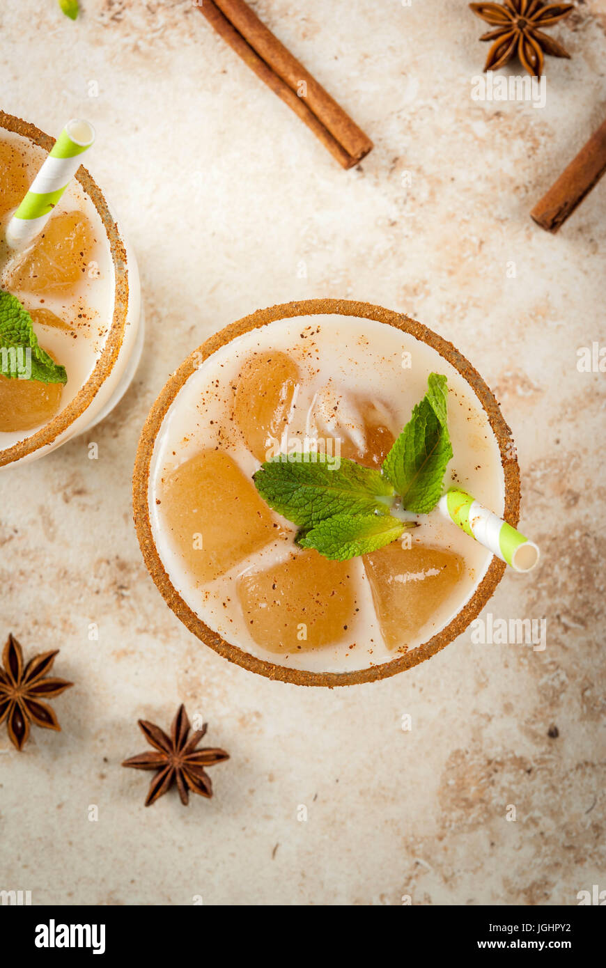 Traditional Indian drink is iced tea or chai masala, with ice cubes ...