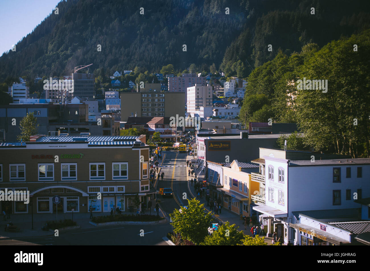 Bird's eye view of downtown shopping area of Juneau Stock Photo - Alamy