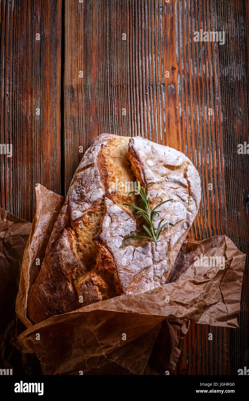 Rustic loaf of bread on white top view hi-res stock photography and ...