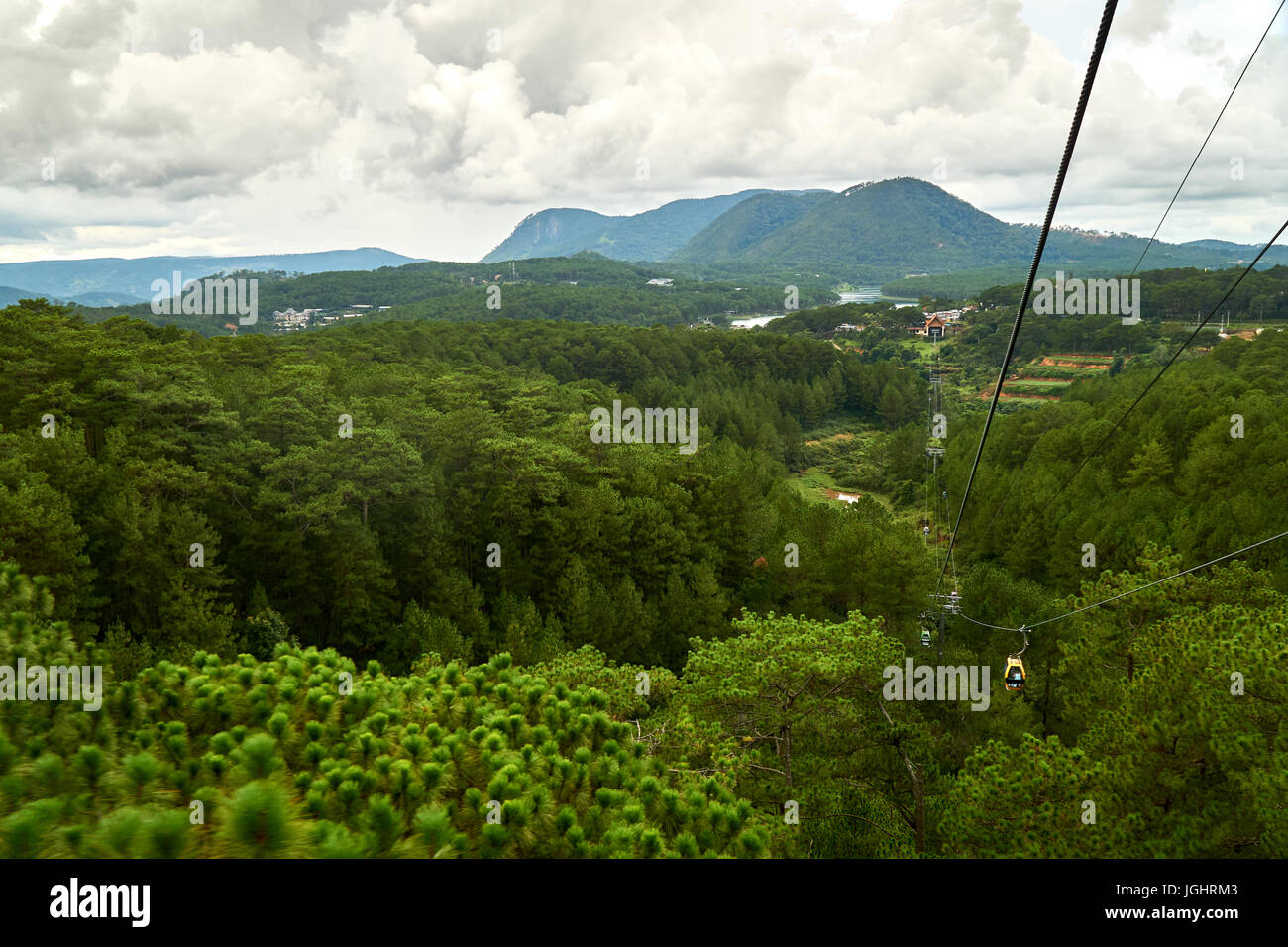 Dalat Cable Car at Robin Hill to the Truc Lam pagoda. Dalat, Vietnam ...