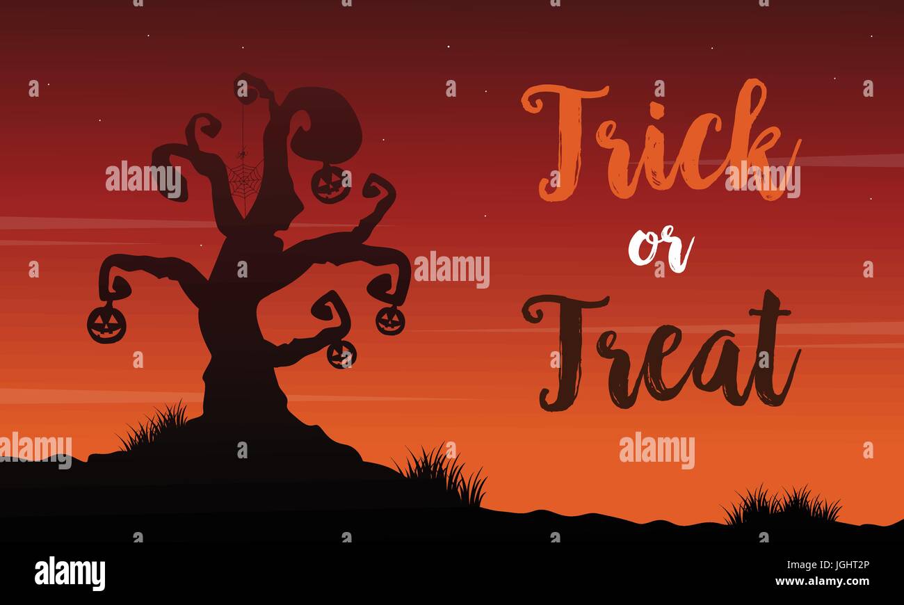 Background of Halloween with tree scenery Stock Vector Image & Art - Alamy
