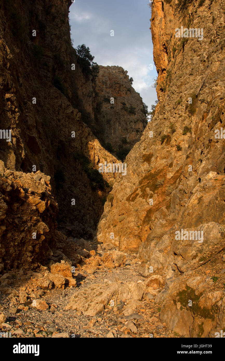 Aradena Gorge is a deep limestone canyon running from the Lefka Ori or ...