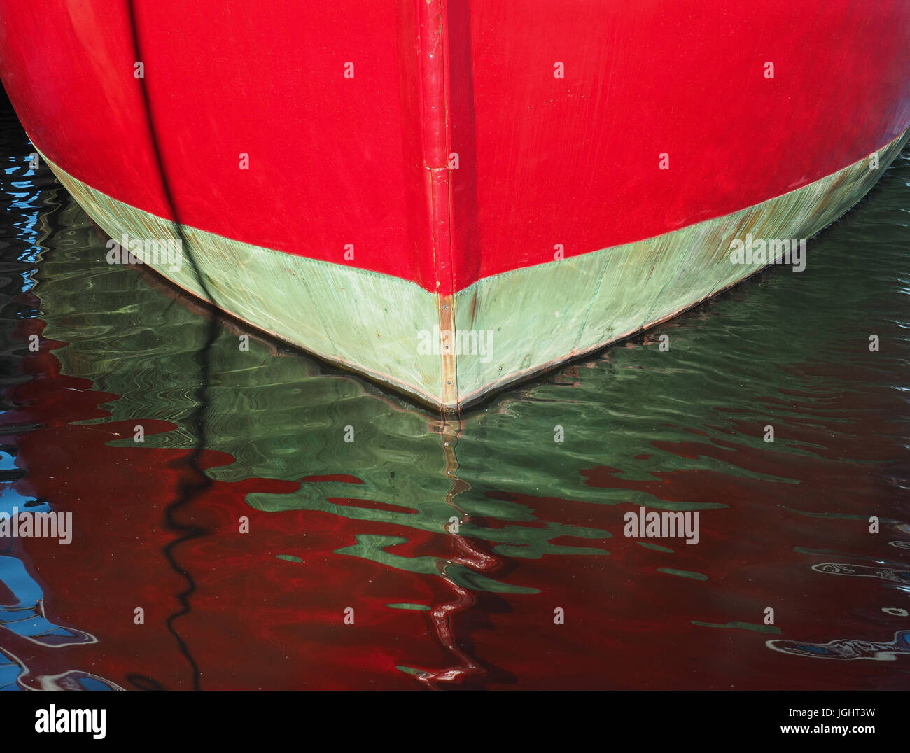 Old red boat in a marina Stock Photo - Alamy