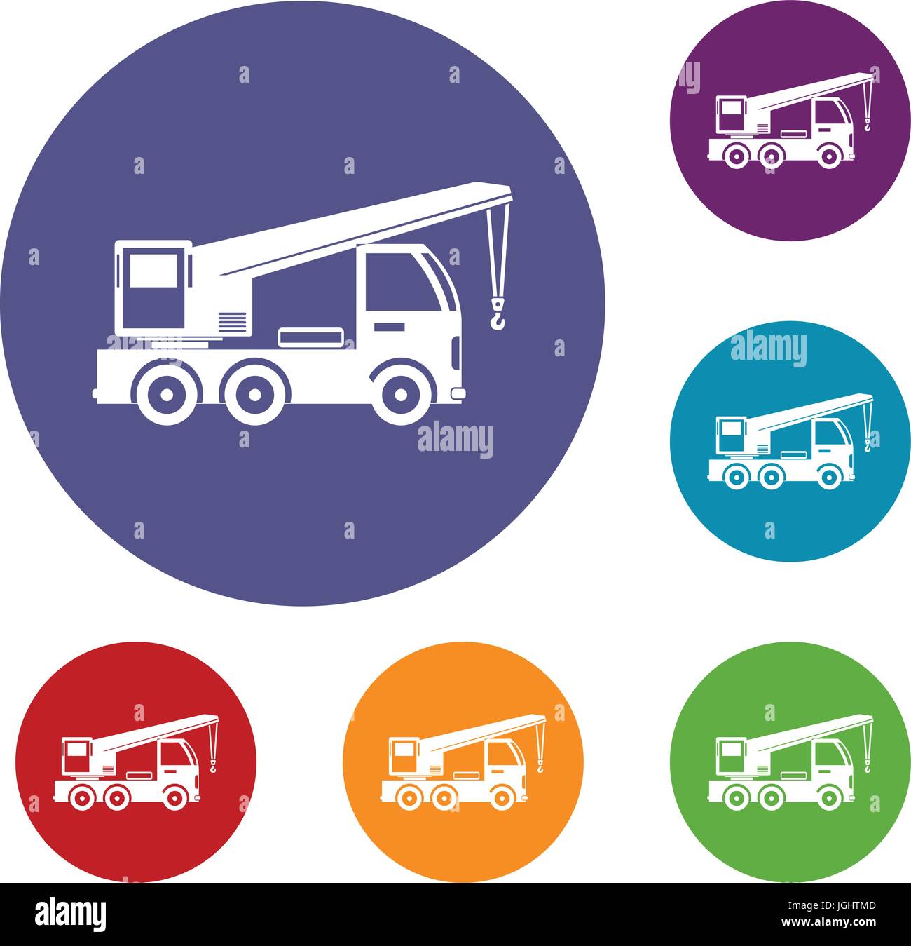 Truck mounted crane icons set Stock Vector Image & Art - Alamy