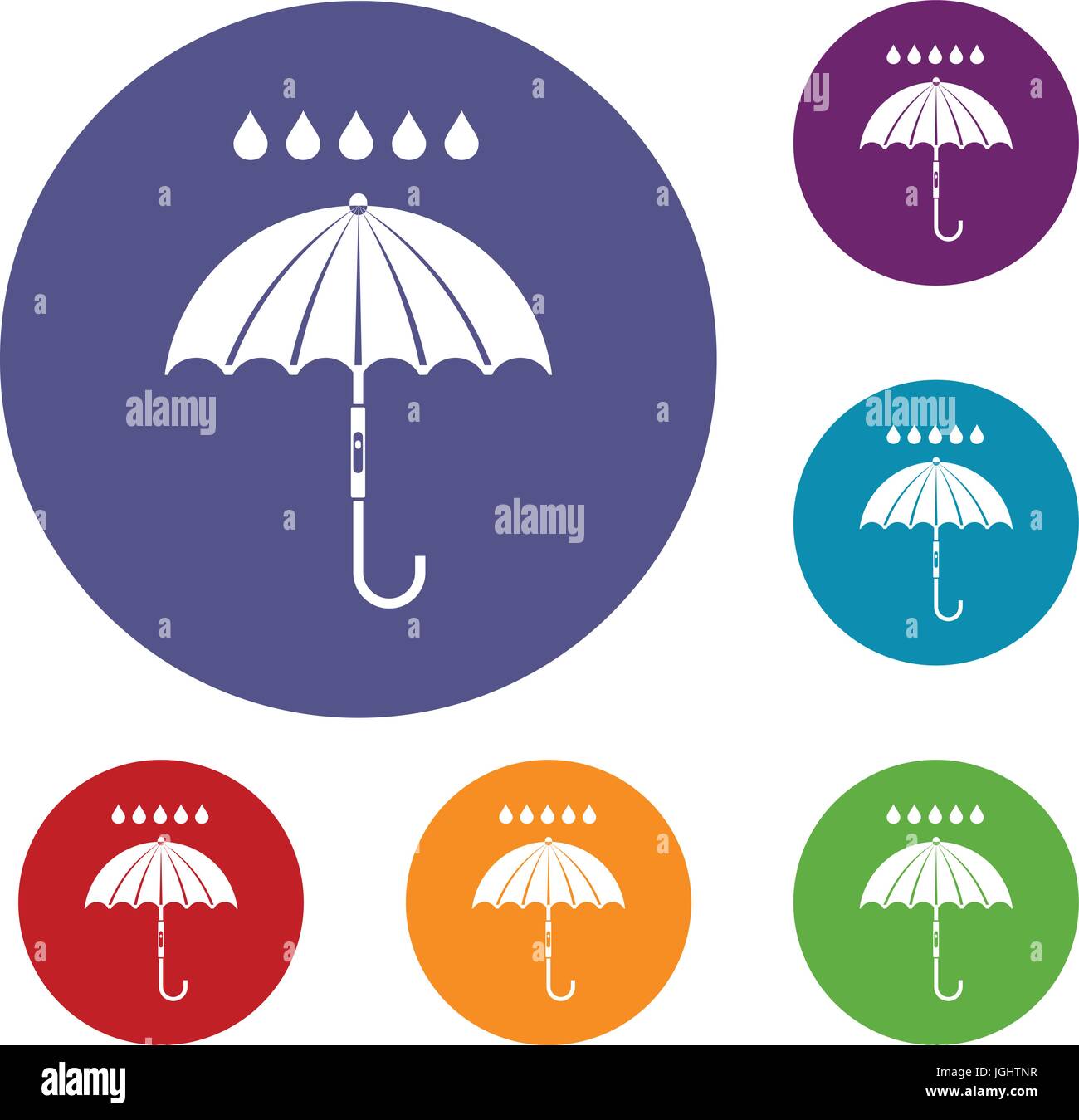 Umbrella and rain drops icons set Stock Vector Image & Art - Alamy