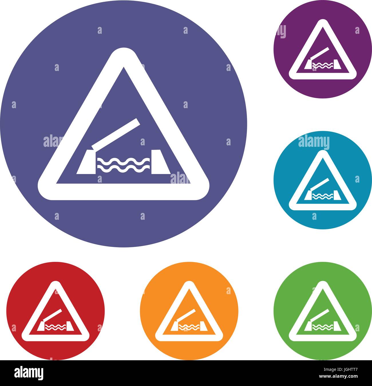 Lifting bridge warning sign icons set Stock Vector Image & Art - Alamy