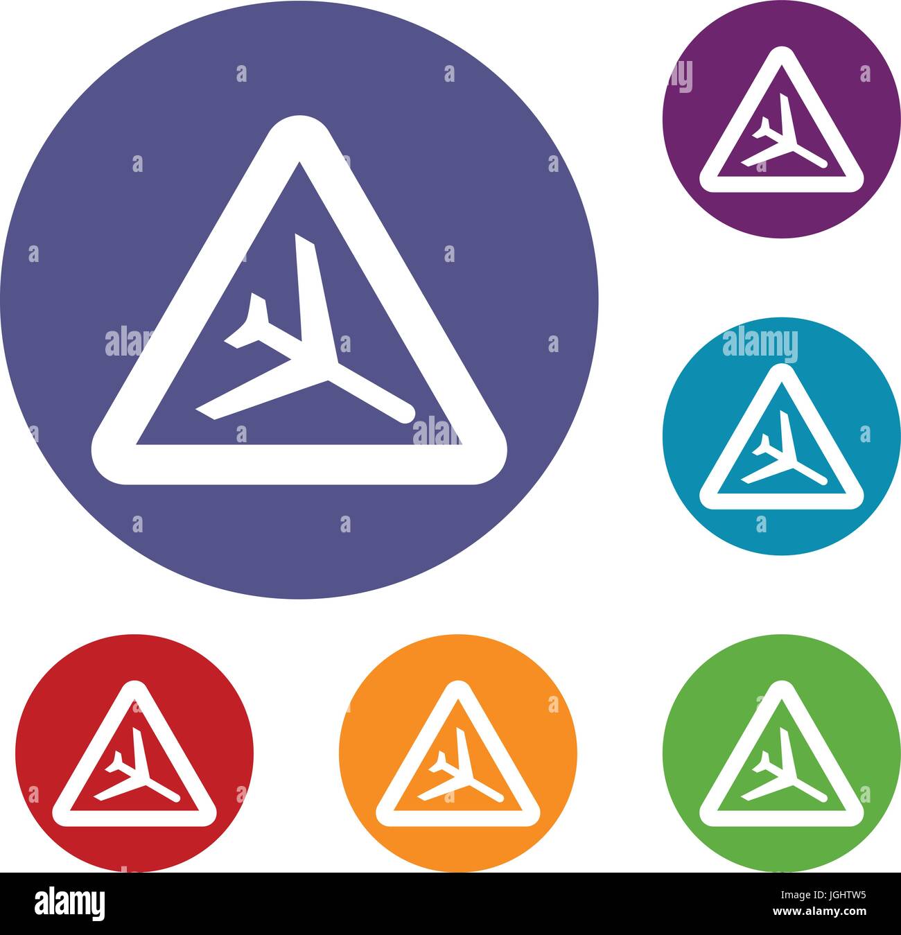 Warning sign of low flying aircraft icons set Stock Vector Image & Art ...